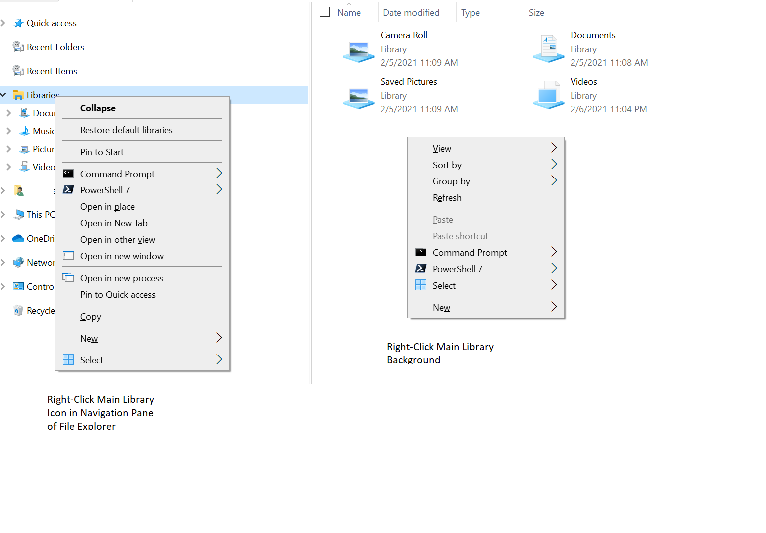 PowerShell v7 right-click context menu entries don't work on libraries · Issue #14886 ...