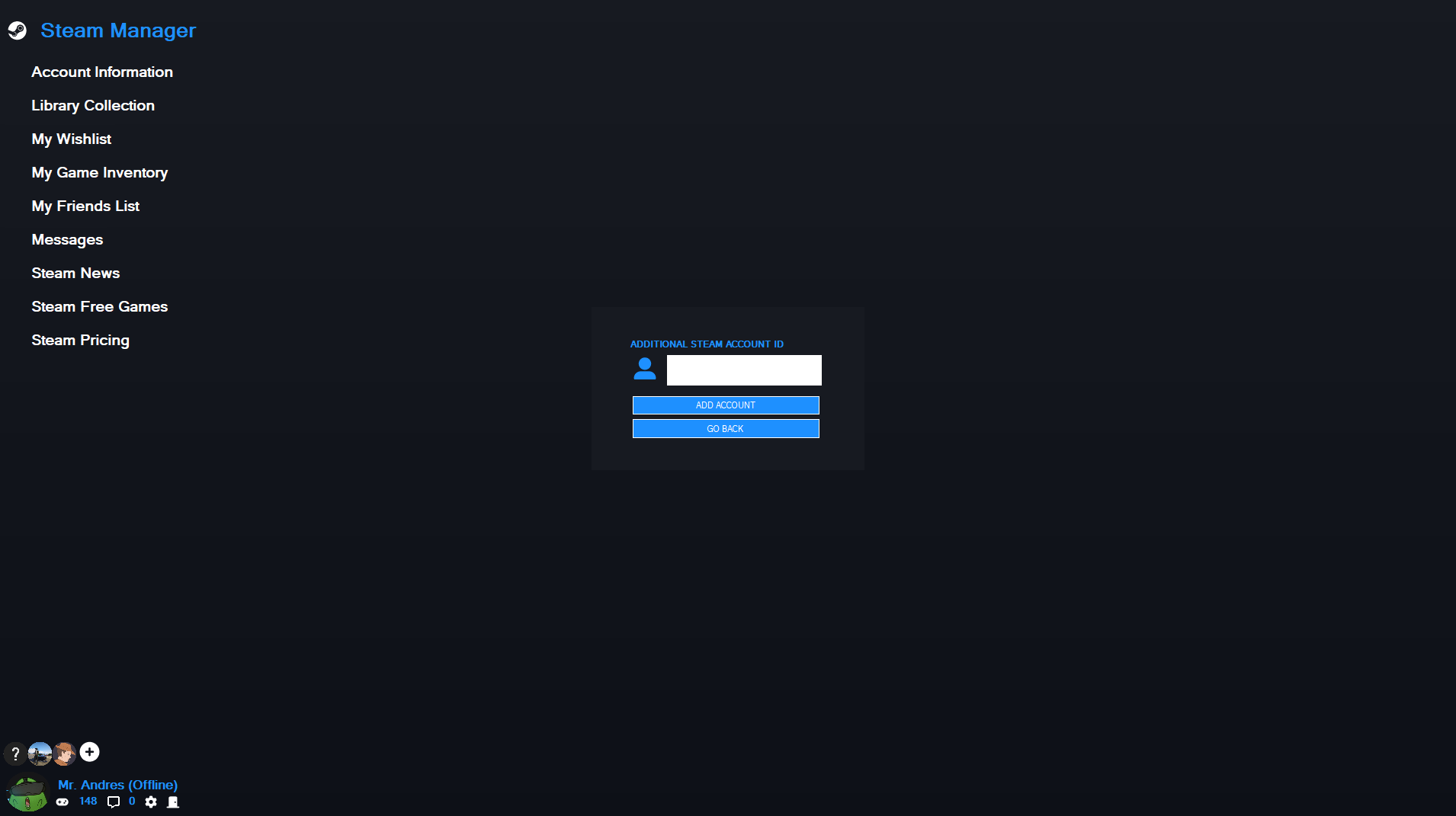 GitHub - AndresRodriguezToca/SteamManager: Basically a Desktop App ...