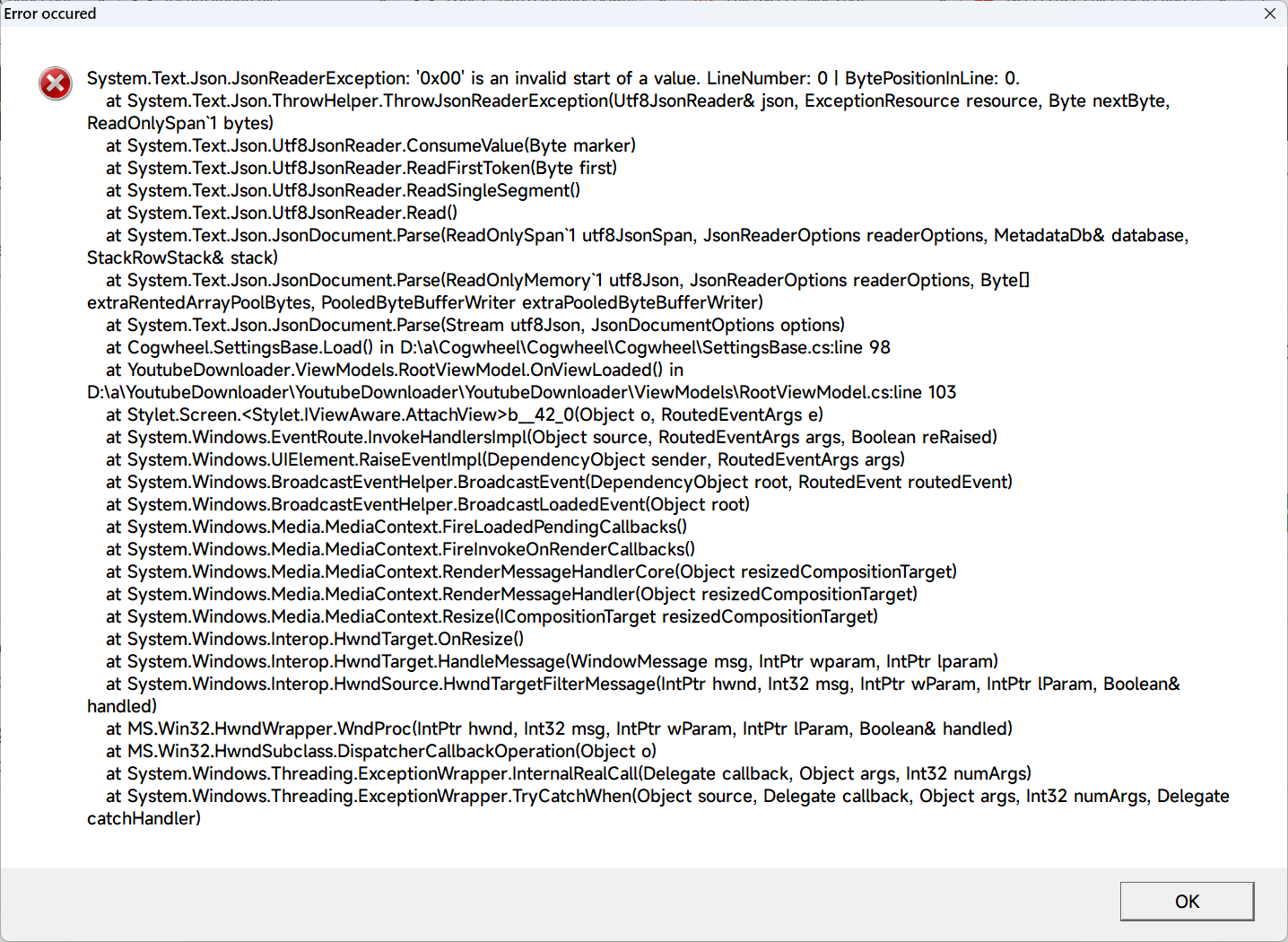 Startup error after upgrading to v1.9.9 · Issue #321 · Tyrrrz ...