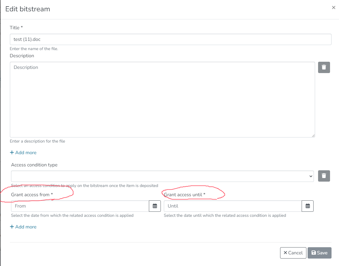 Edit bitstream in submission requires from/until date at all times · Issue #2099 · DSpace/dspace ...
