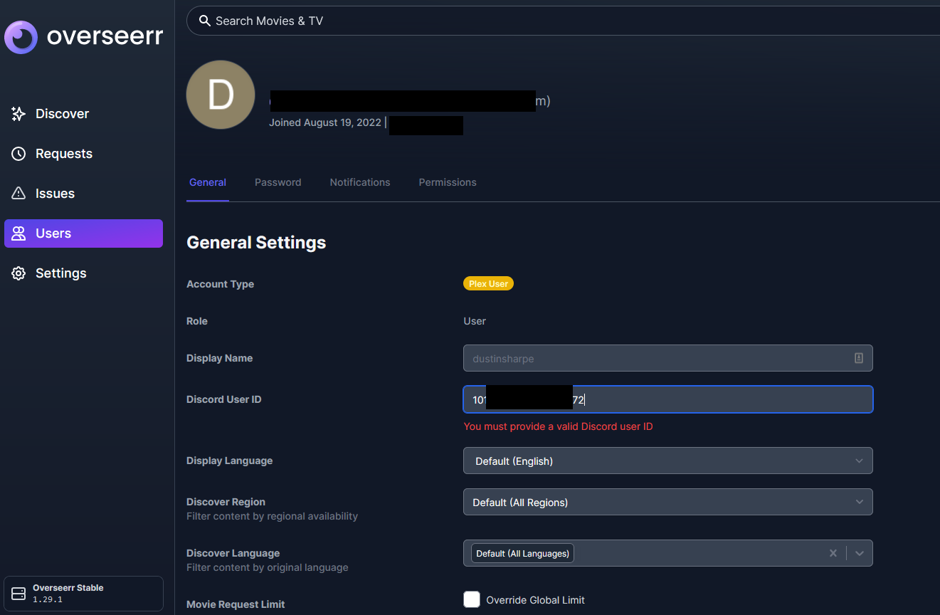 Invalid Discord user ID · Issue #3003 · sct/overseerr · GitHub