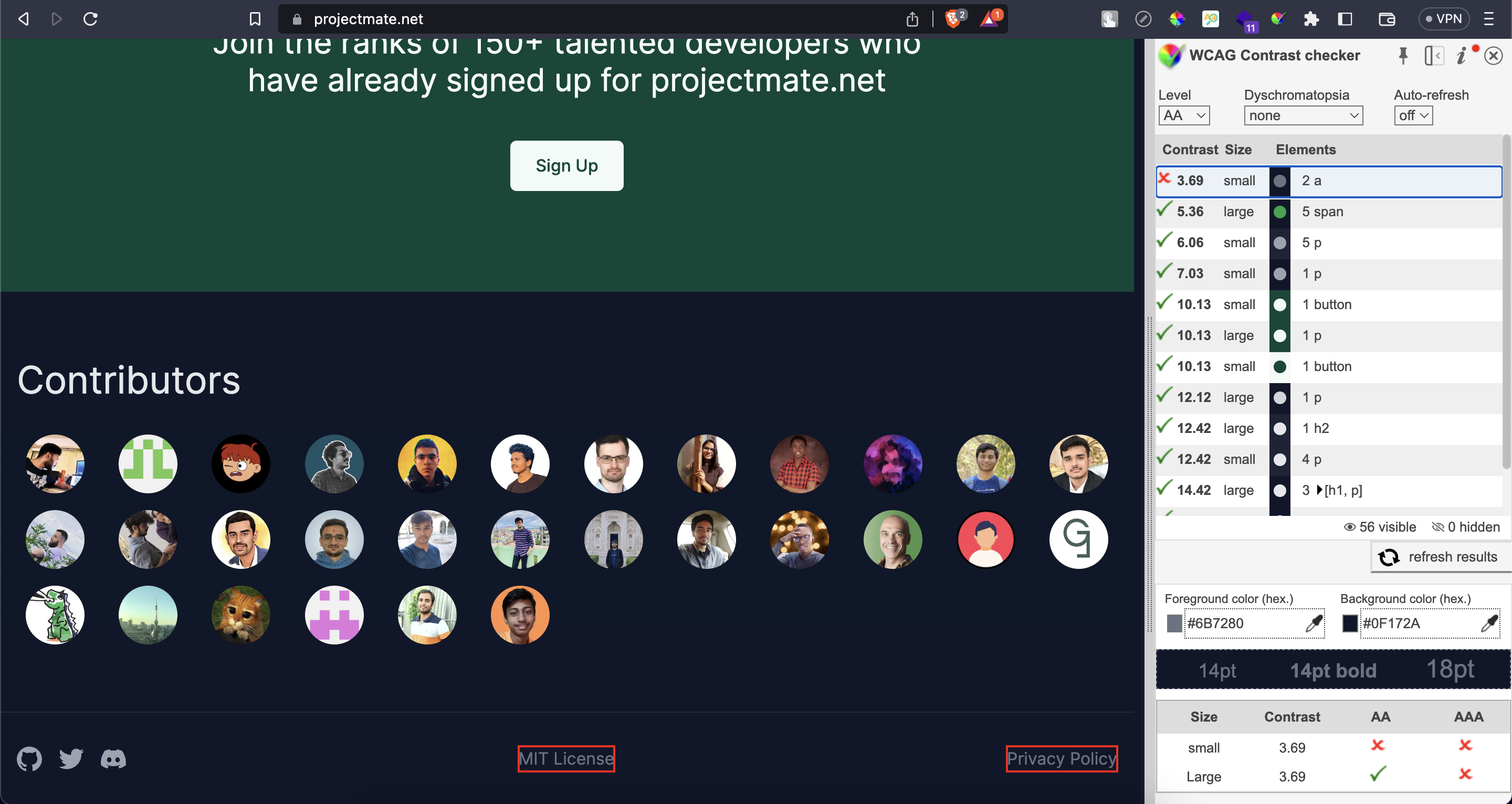 [BUG] color contrast issue fix (WCAG color contrast issue) · Issue #386 · rohitdasu/projectmate ...