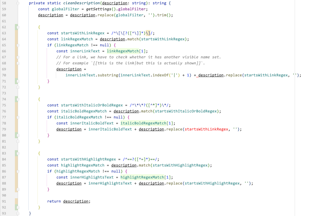 The 'sort by description' order is incorrect after stripping formatting ...