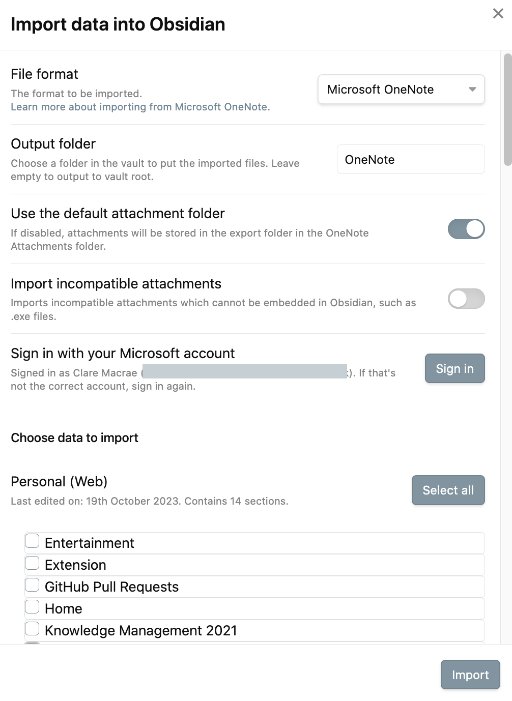 Unable to select which data to import in OneNote converter - checkboxes unresponsive · Issue ...