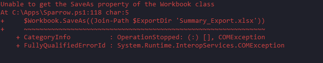 Unable To Get The Saveas Property Of The Workbook Class · Issue 37 · Cisagov Sparrow · Github