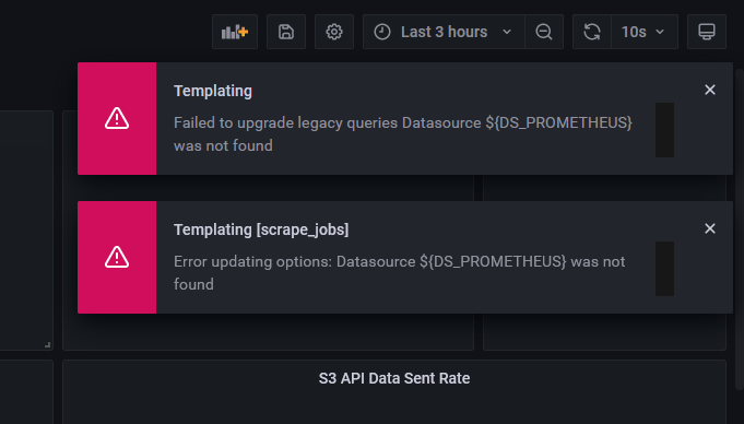 Grafana Dashboard: Variable "DS_PROMETHEUS" not set · Issue #14618 · minio/minio · GitHub