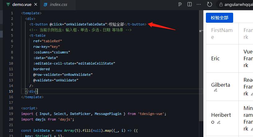 表格校验存在问题（示例代码使用有误） · Issue 1846 · Tencenttdesign Vue · Github 