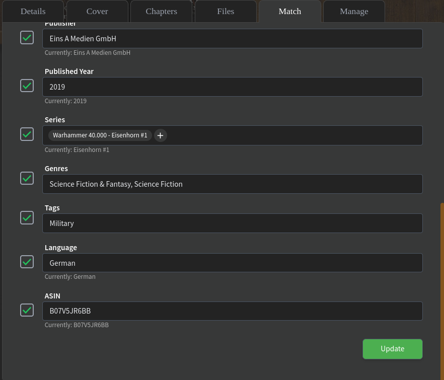 [Bug]: Match tab doesn't show existing genres & tags data & description · Issue #976 · advplyr ...