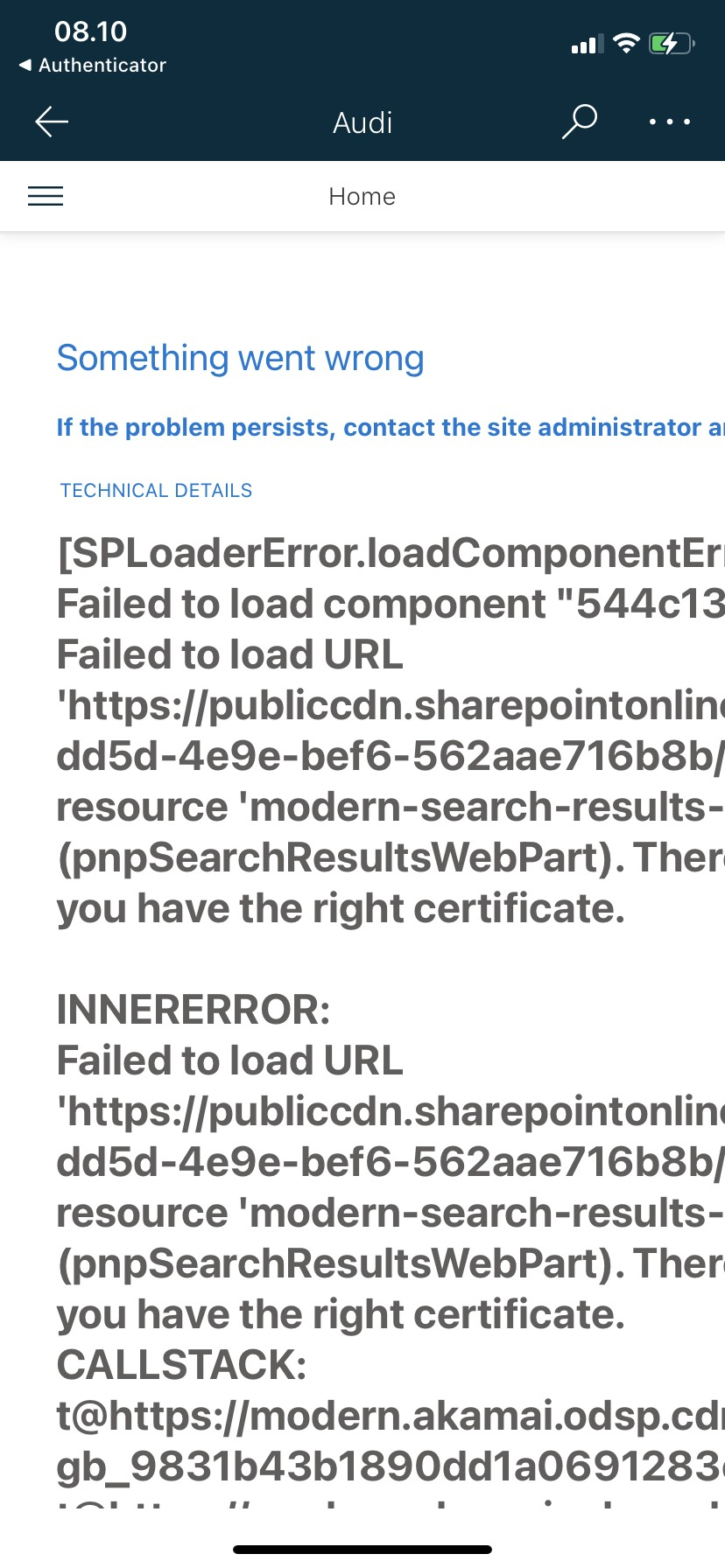 V4.1 WebPart Error in SharePoint Mobile App iOS · Issue #913 · microsoft-search/pnp-modern ...
