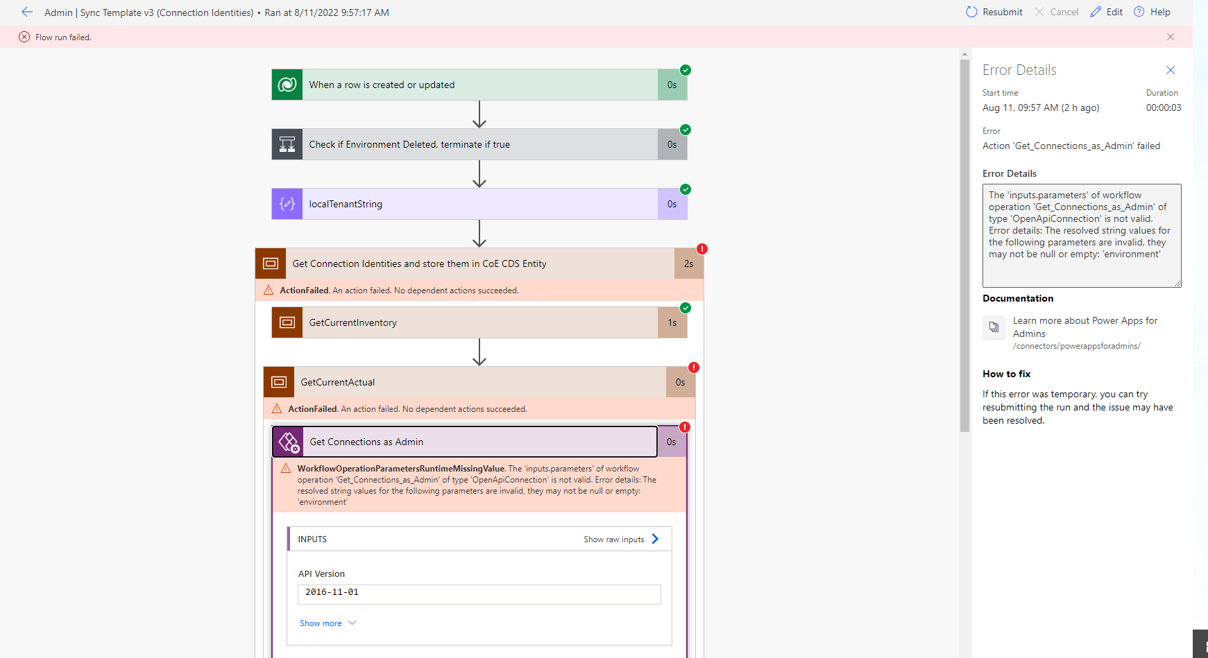 [CoE Starter Kit - BUG] Error for Admin | Sync Template v3 (Custom Connectors) · Issue #3429 ...