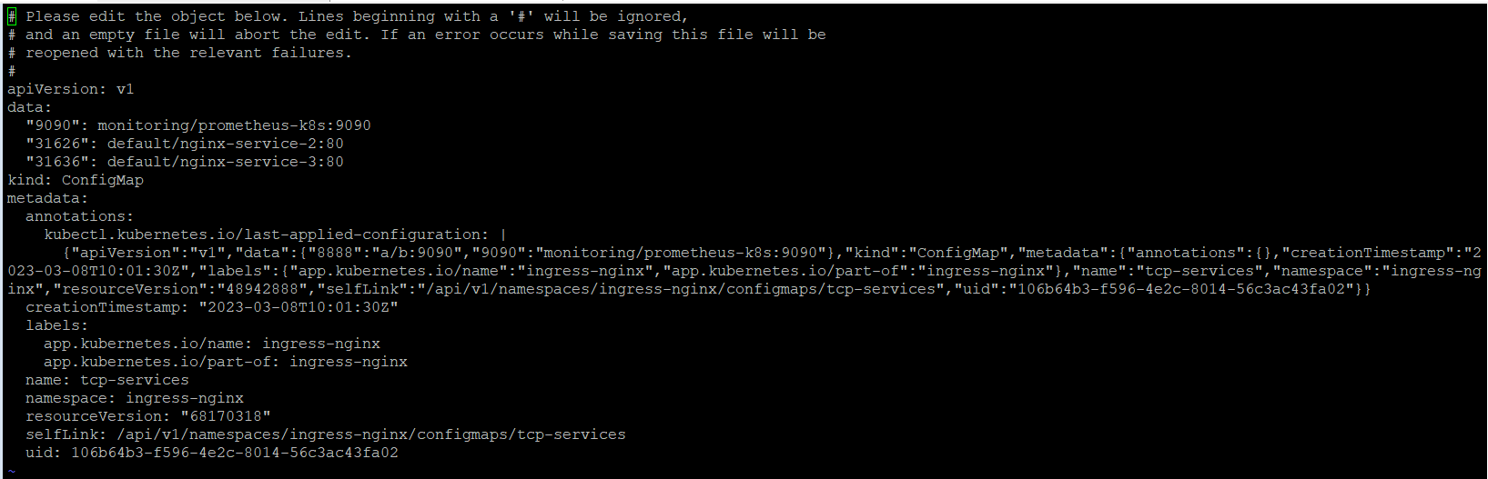 tcp-services configMap add one configuration ， Other services that are accessed through tcp ...