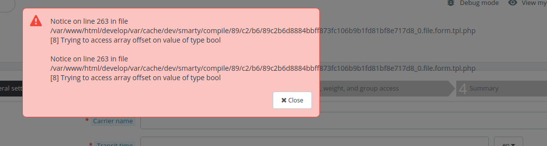 [BO] Warning display on create carrier page · Issue #23428 · PrestaShop/PrestaShop · GitHub