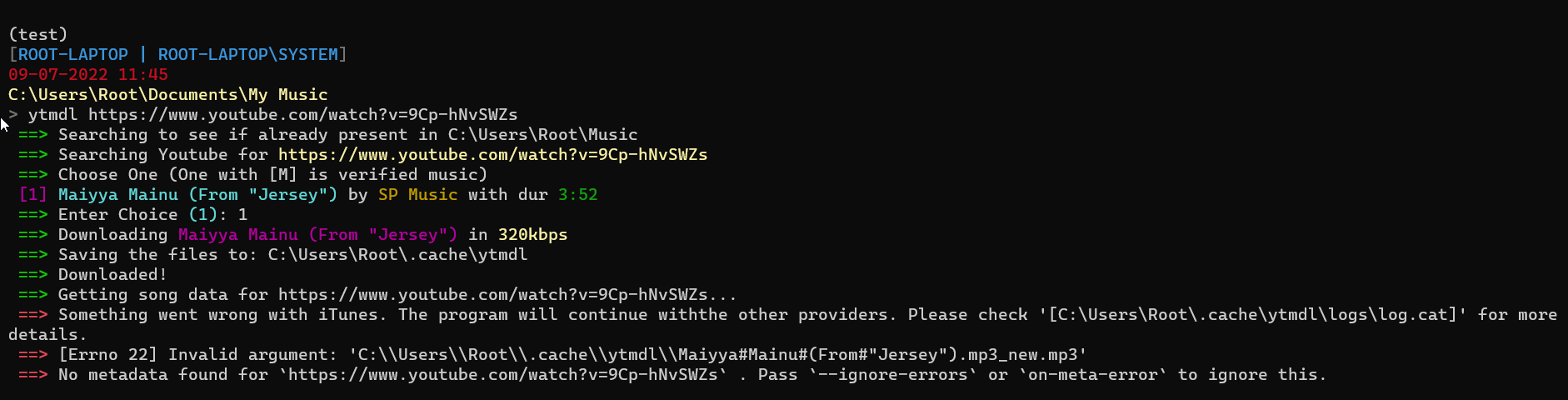 Pipe Symbol "|" in a Song Name causes it to crash · Issue #236 · deepjyoti30/ytmdl · GitHub