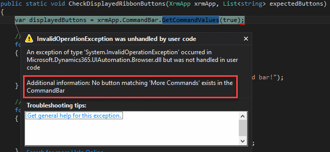 [BUG] CommandBar.GetCommandvalues fails if MoreCommands == true · Issue #798 · microsoft ...