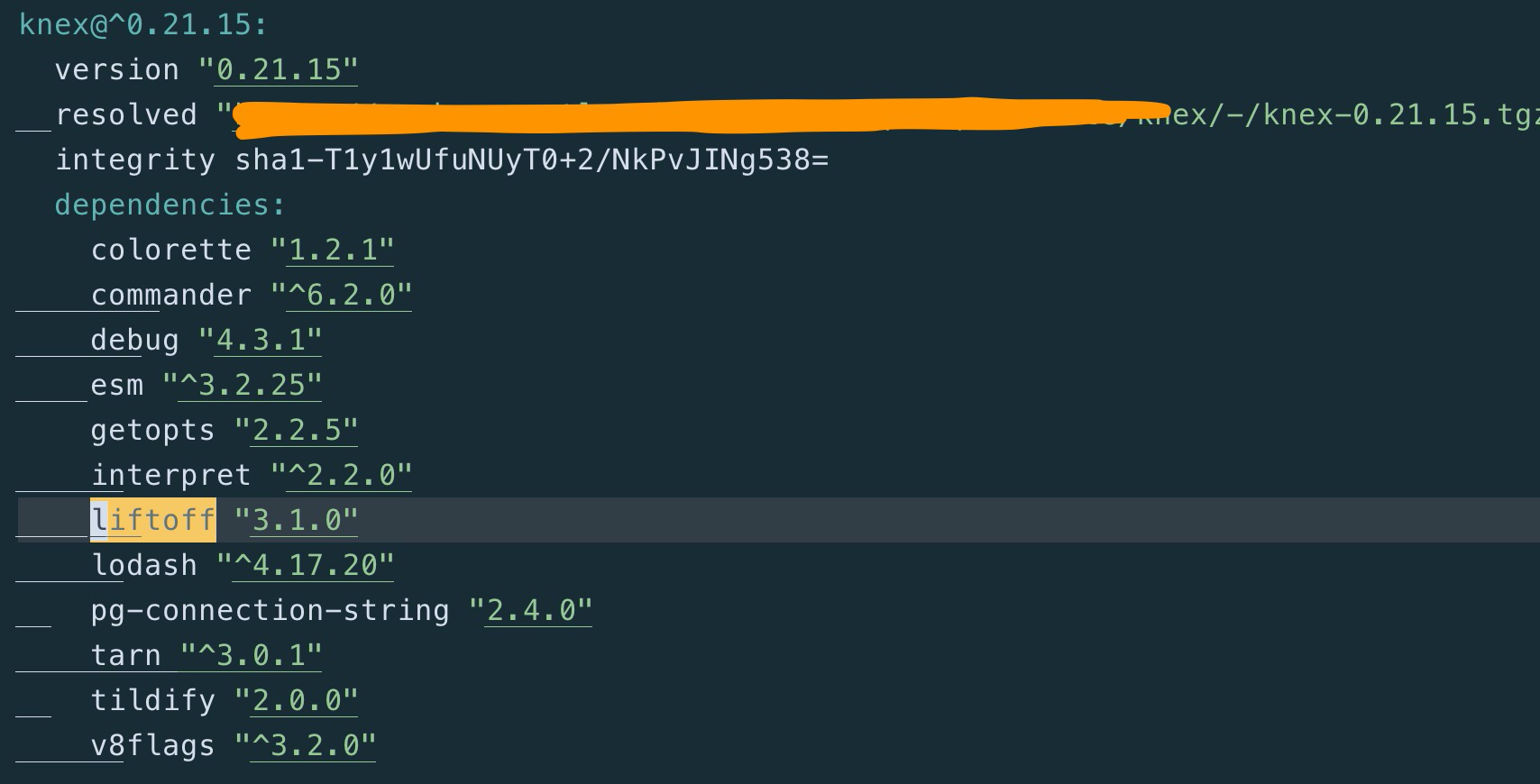 Liftoff in dependency · Issue #4227 · knex/knex · GitHub