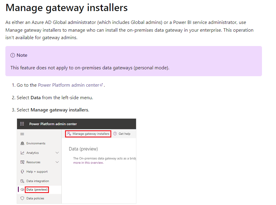 Improvement of section Manage Gateway Installers · Issue #1947 · MicrosoftDocs/power-platform ...