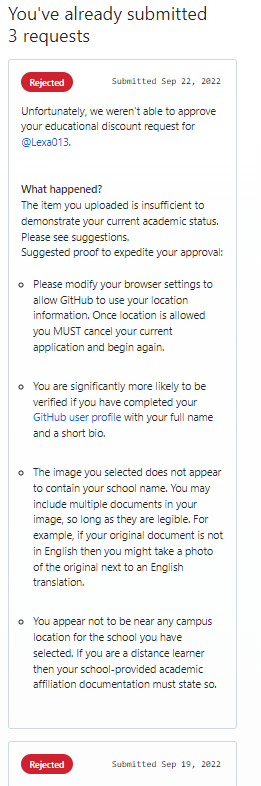 Renew application rejected twice · community · Discussion #33860 · GitHub