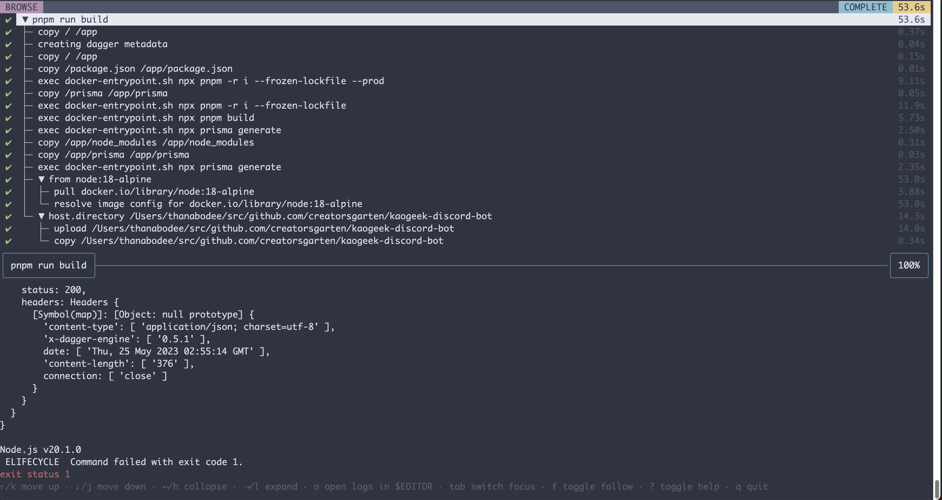🐞 TUI display incorrect when sdk crash with exception · Issue #5191 · dagger/dagger · GitHub