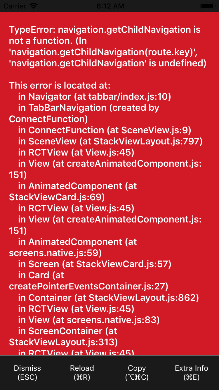 navigation.getChildNavigation is not a function · Issue #5857 · react ...