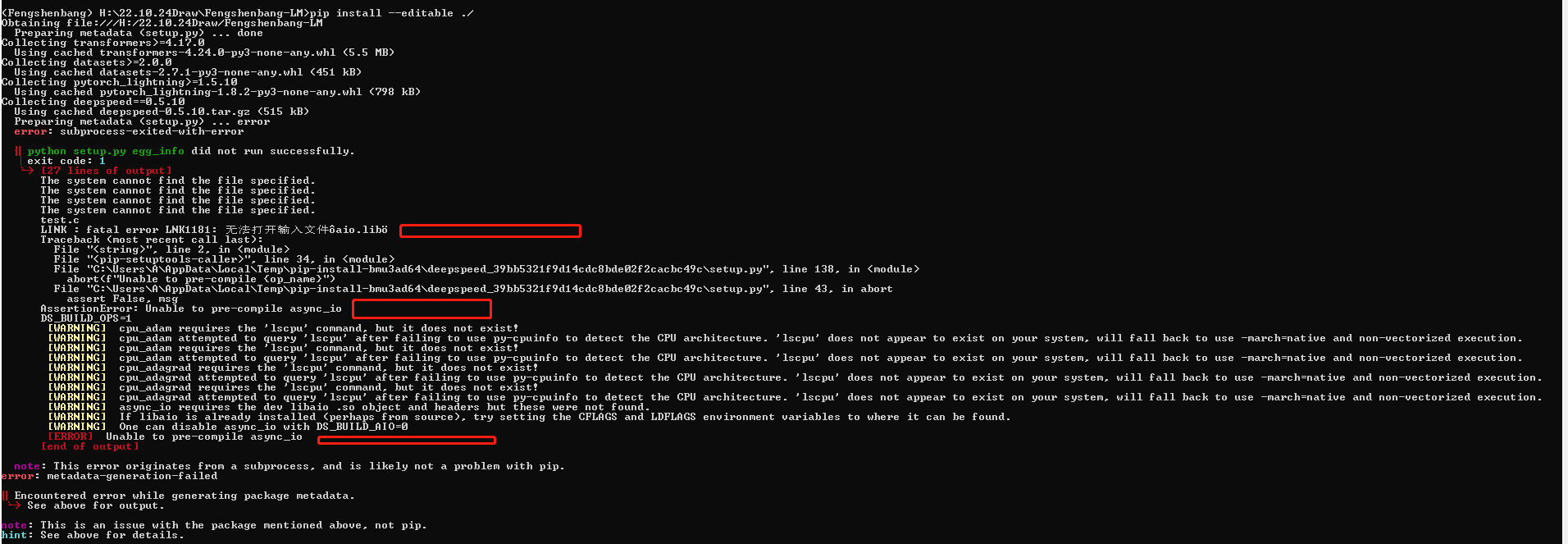About Windows Pip Install Editable Error · Issue 214 · Idea Ccnlfengshenbang Lm · Github