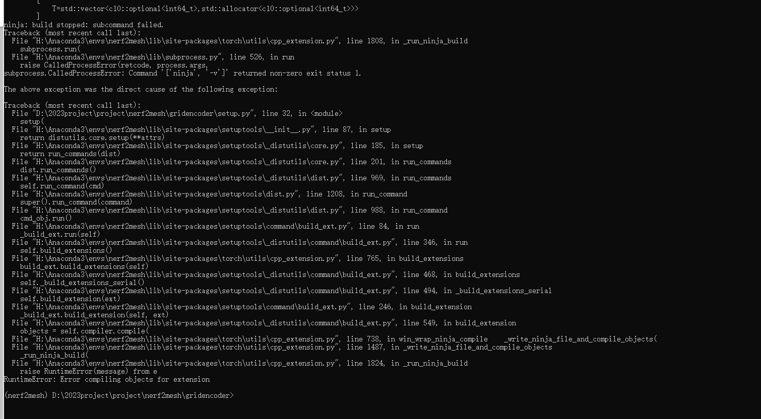 Windows Install Gridencoder Error · Issue 11 · Ashawkey Nerf2mesh · Github