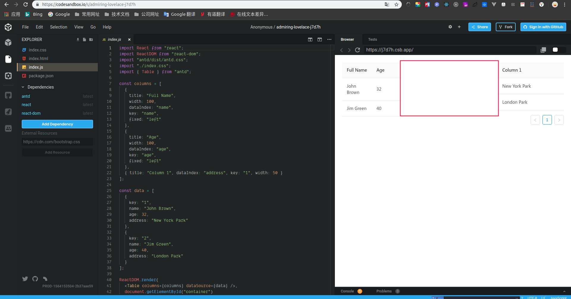 Table组件 列数较少时，固定一两列， 表格中间会出现大片空白将固定列和非固定列分开两处 · Issue #18008 · ant ...