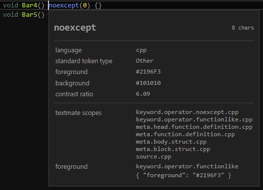 Inaccurate textmate scope for the `throw` specifier on a function · Issue #10544 · microsoft ...