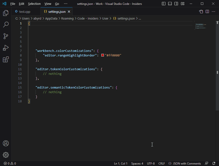 `editor.rangeHighlightBorder` is shown around individual lines instead ...