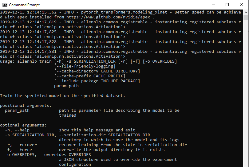 Train a model using ALLENNLP · Issue #3517 · allenai/allennlp · GitHub