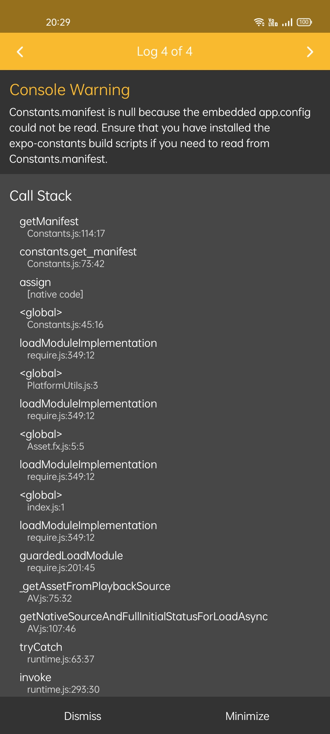 [expo-av] [warn] Constants.manifest is null · Issue #12476 · expo/expo ...