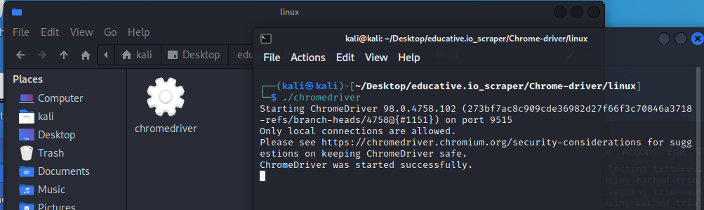 Error: Main Exception Message: unknown error: no chrome binary at educative.io_scraper/Chrome ...