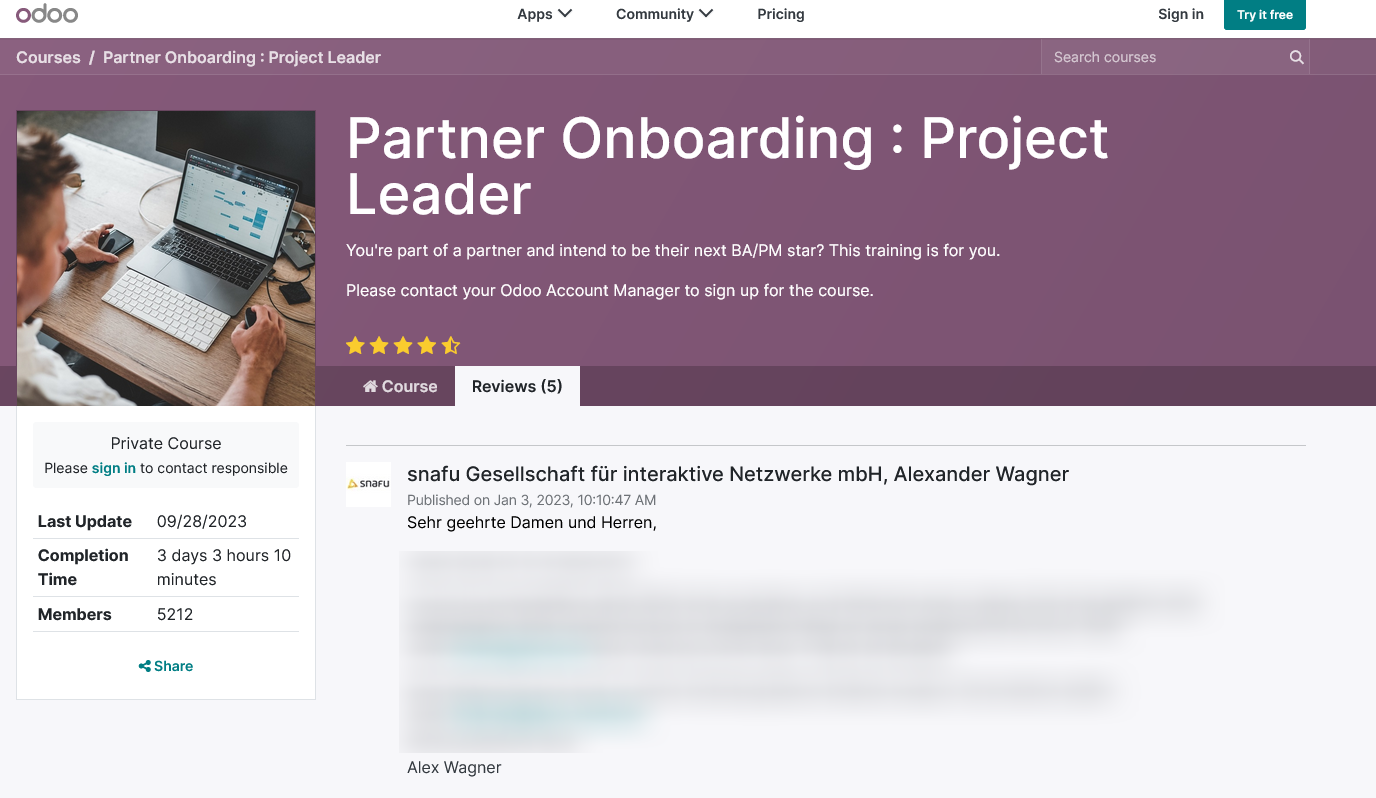 [WEB] [Courses] Partner onboarding - review section - has leaked private email addresses · Issue ...