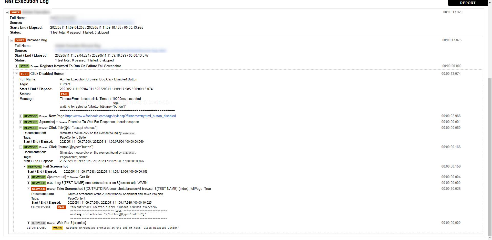Wait For Promise interferes with taking screenshots on Click failure · Issue #2021 ...