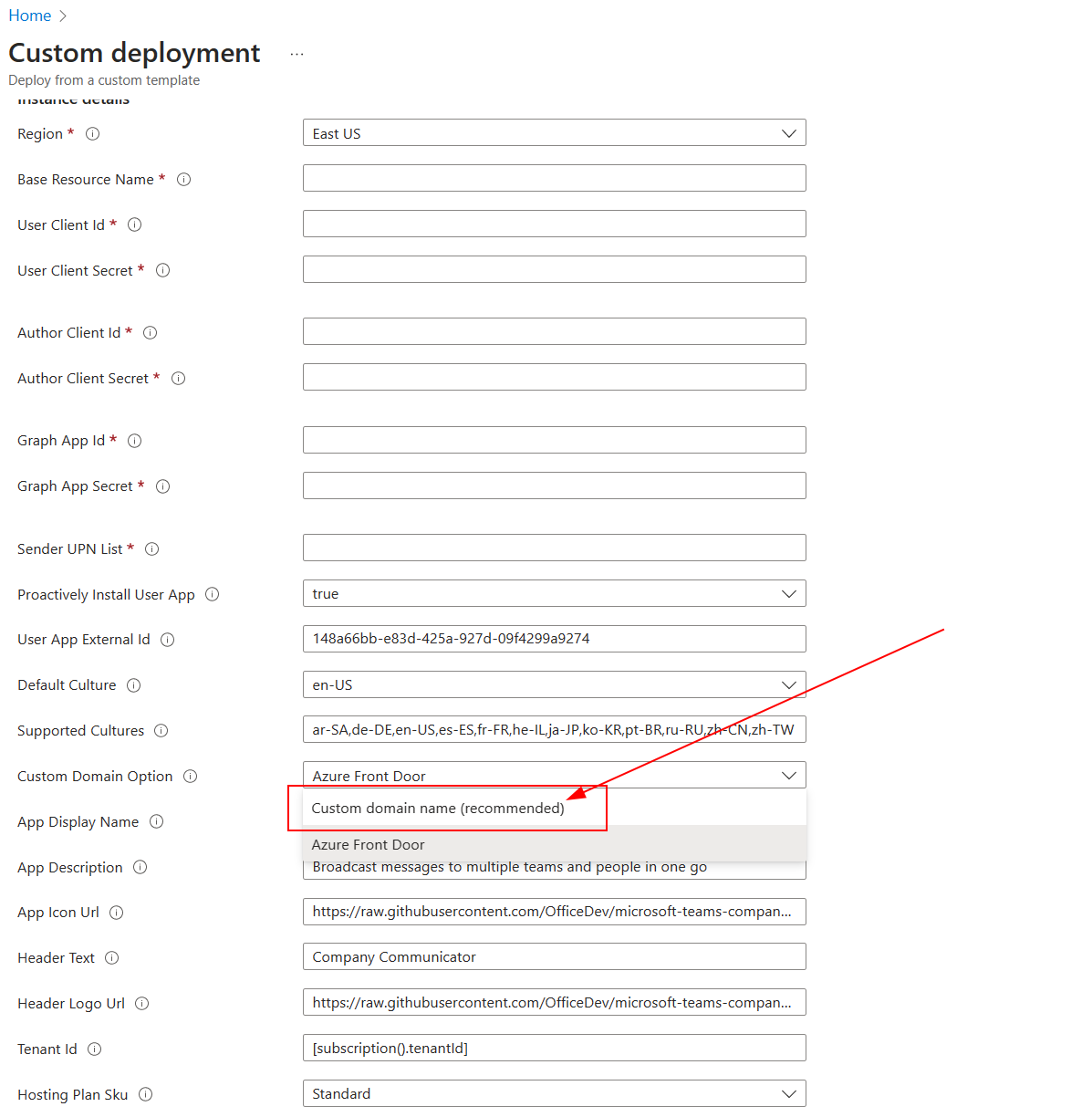Deployment form mentions that custom domains are recommended · Issue #1054 · OfficeDev/microsoft ...