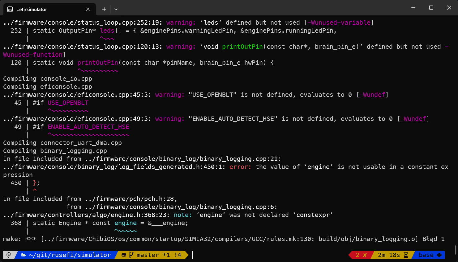 simulator does not compile for pchmura4 on gcc13 · Issue #5644 · rusefi/rusefi · GitHub