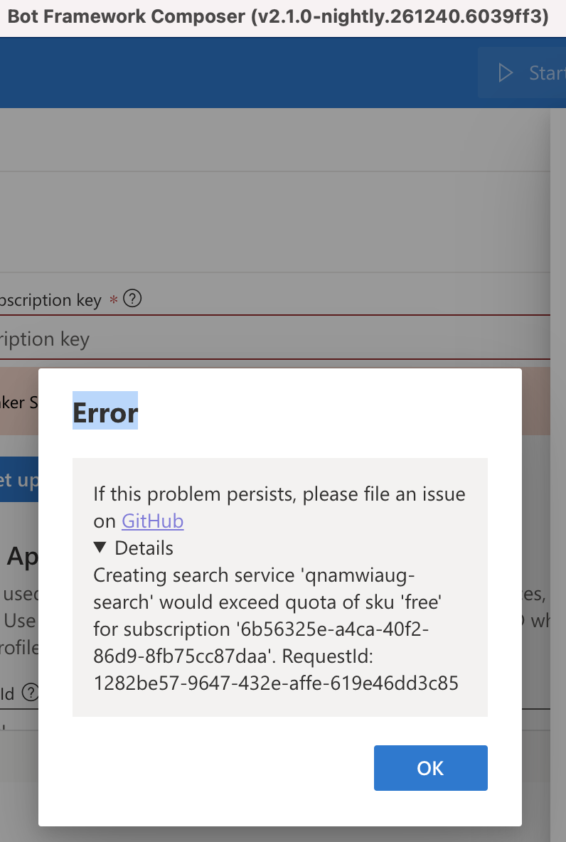 Can't create QnA resources · Issue #8565 · microsoft/BotFramework-Composer · GitHub