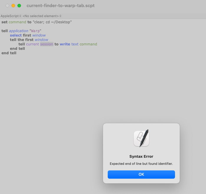 Can warp support AppleScript · Issue #1228 · warpdotdev/Warp · GitHub