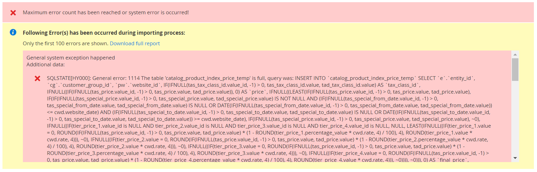 Unable to update products via csv file, when products ids from file are from wide id range ...
