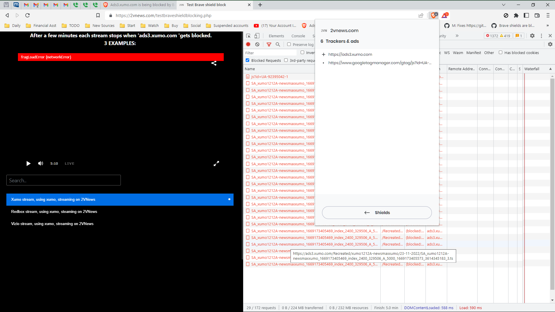 Brave shields are blocking streams when `ads3.xumo.com` loads · Issue #14222 · easylist/easylist ...