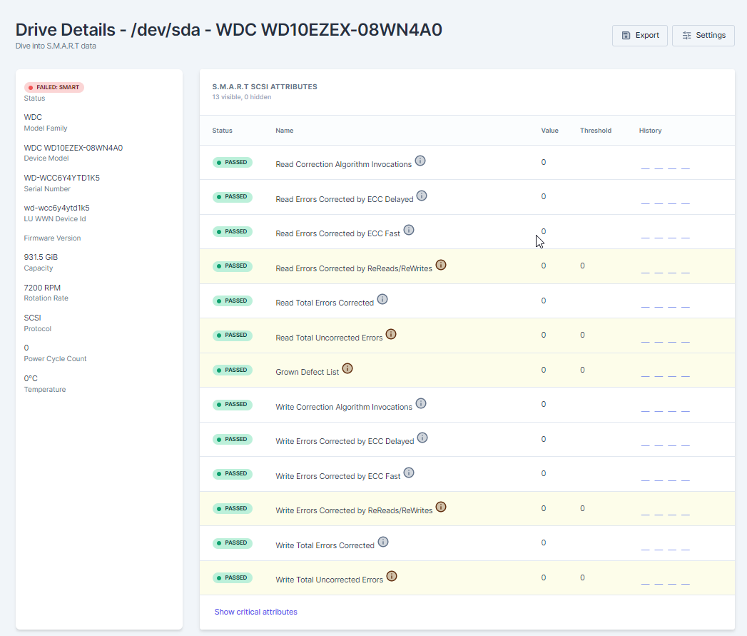 [BUG] Smart status passed but no info · Issue #444 · AnalogJ/scrutiny · GitHub
