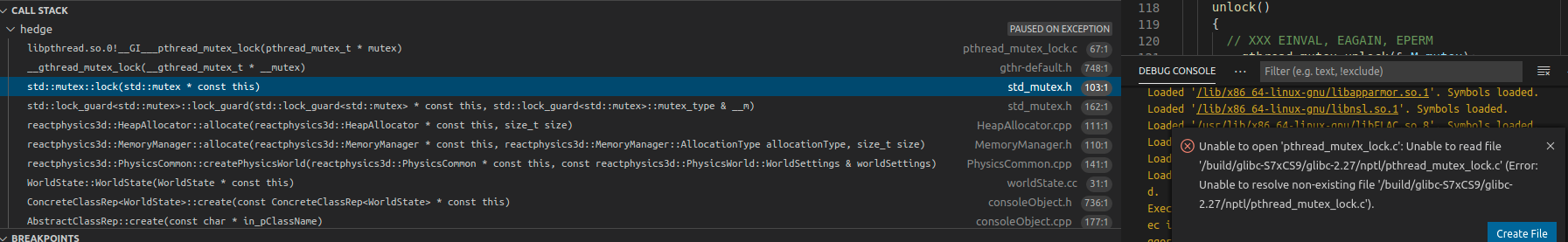 Crash in std::mutex::lock · Issue #181 · DanielChappuis/reactphysics3d · GitHub