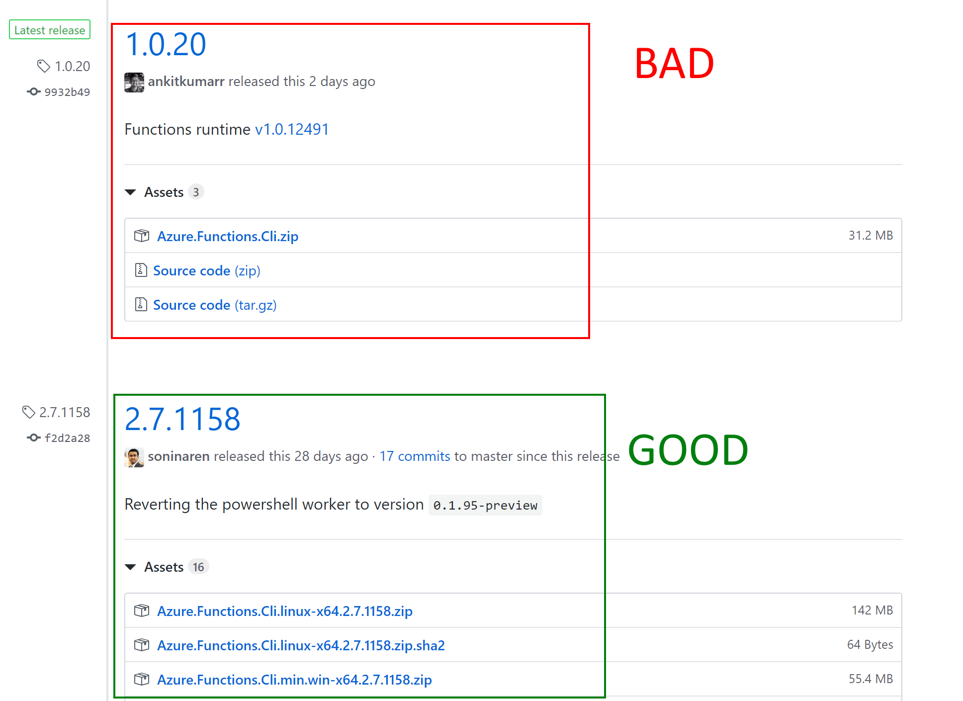 Azure Functions - Can't check/download core tools when last release is ...