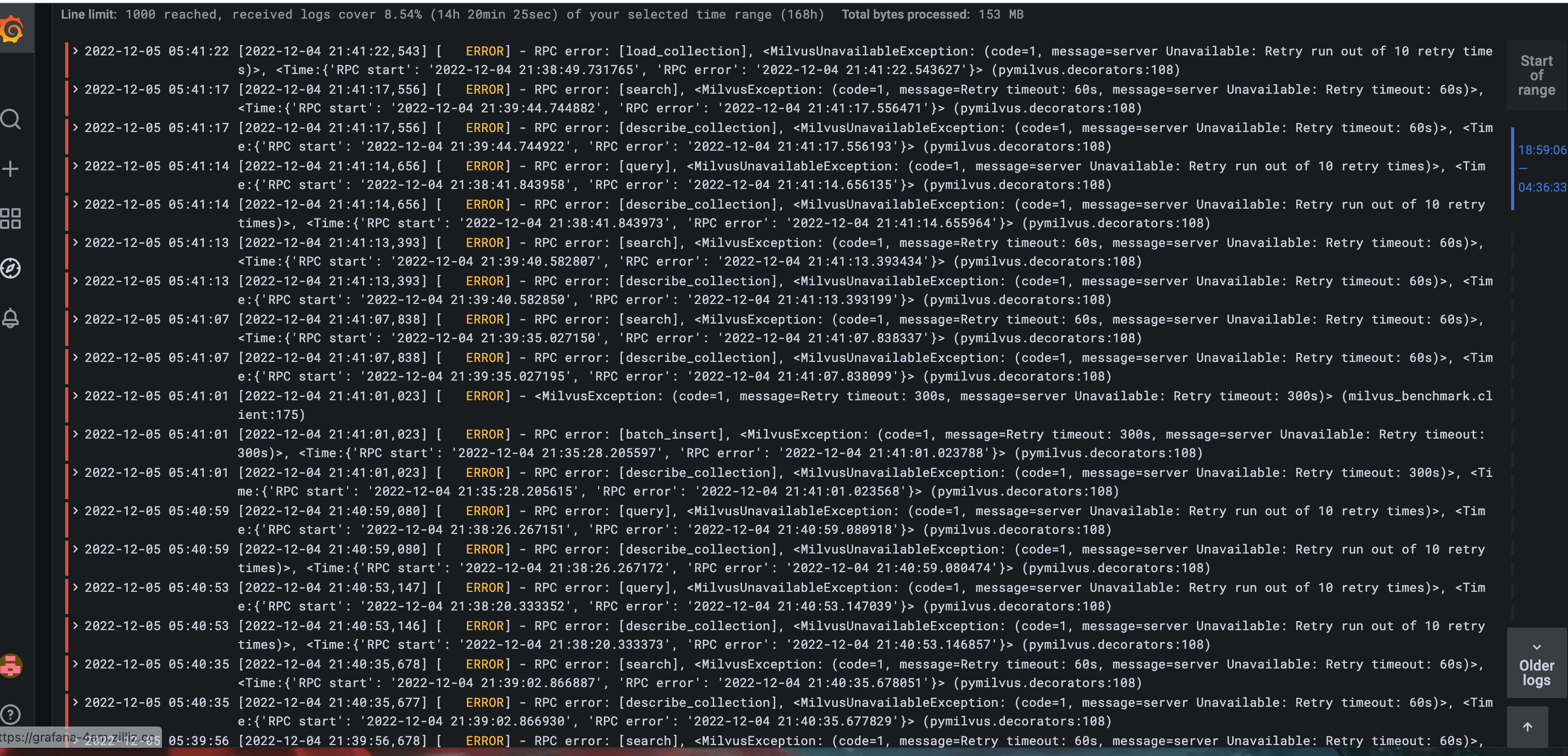 [Bug]: [benchmark][standalone] Milvus insert with delete, search ,query interface report an ...