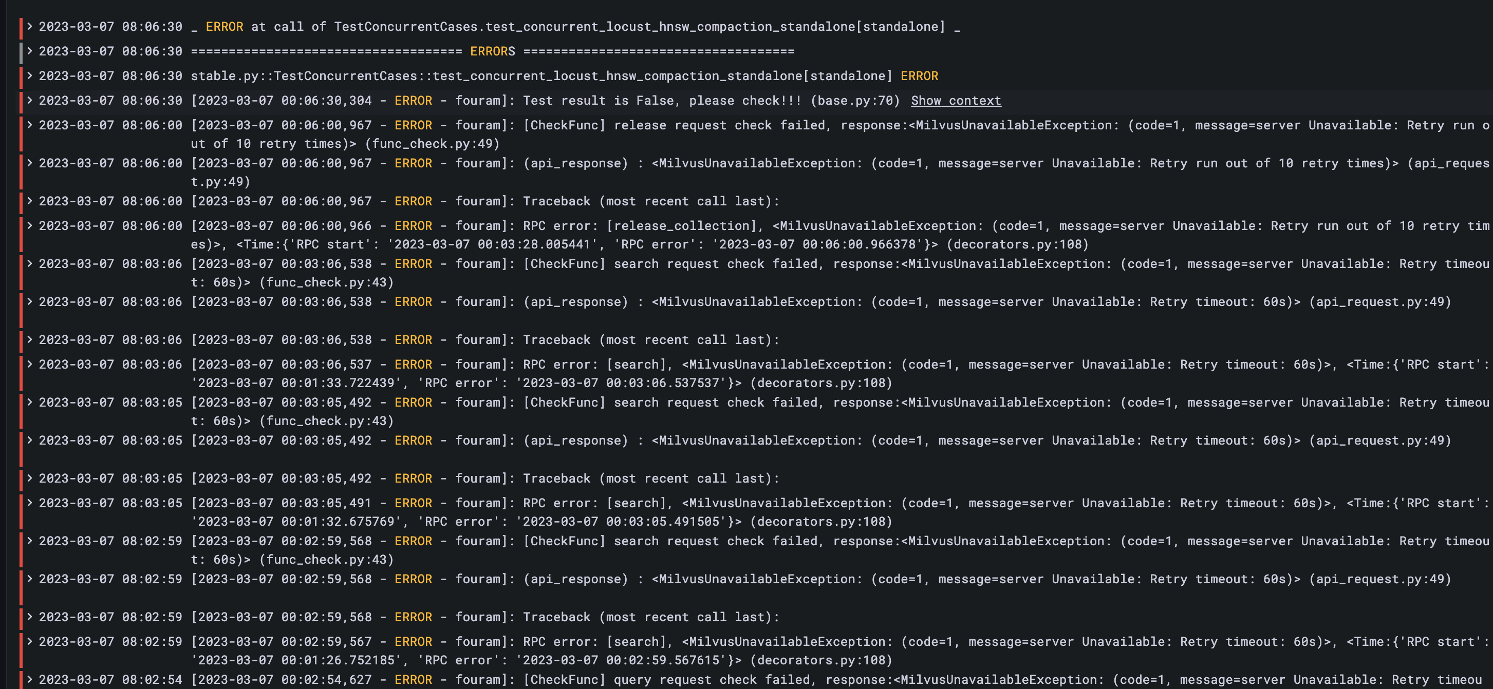 Bug Benchmark Milvus Load Failed Report Error Rpc Deadline Exceeded · Issue 22502