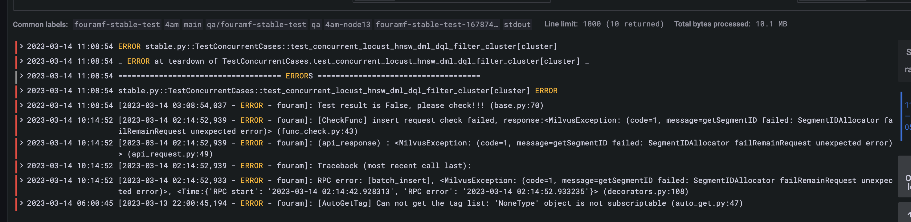 [Bug]: [benchmark][Cluster]batch_insert failed and reported "getSegmentID failed ...