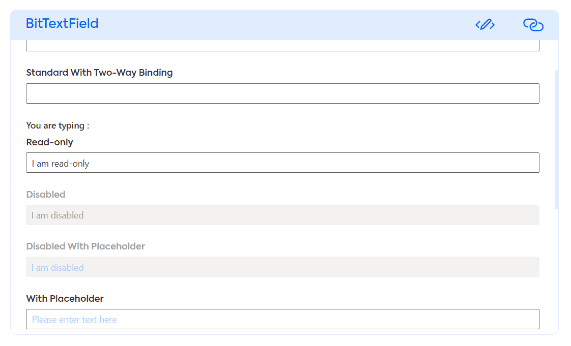 Separate samples of the BitTextField component in the demo page · Issue #1643 · bitfoundation ...