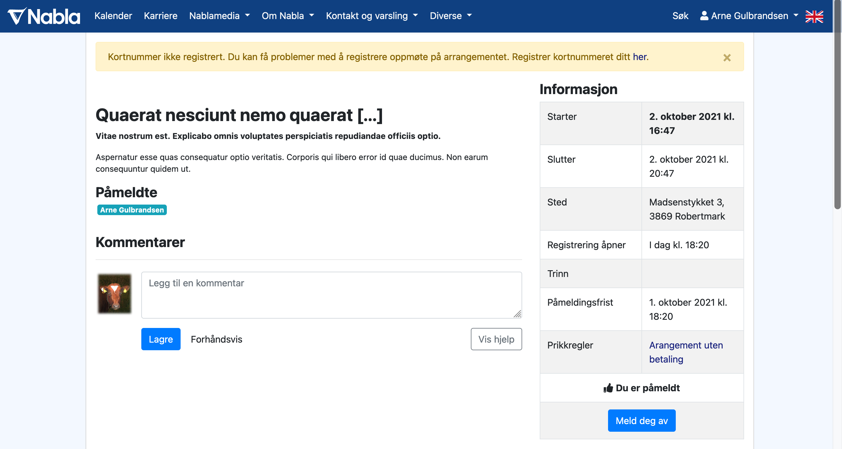 Card number not registered · Issue #515 · Nabla-NTNU/nablaweb · GitHub