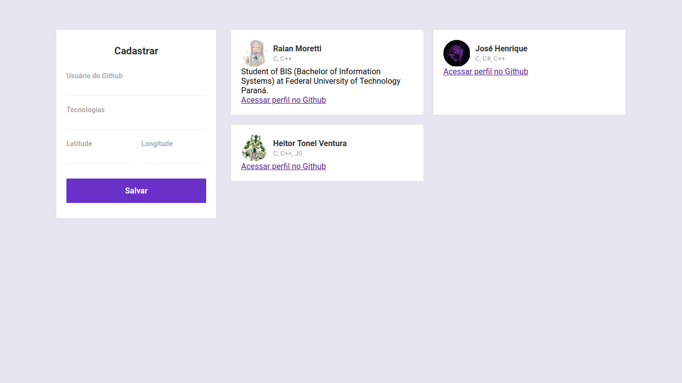 GitHub - Raian-Moretti/Dev-Radar: Dev Radar is an application which is ...