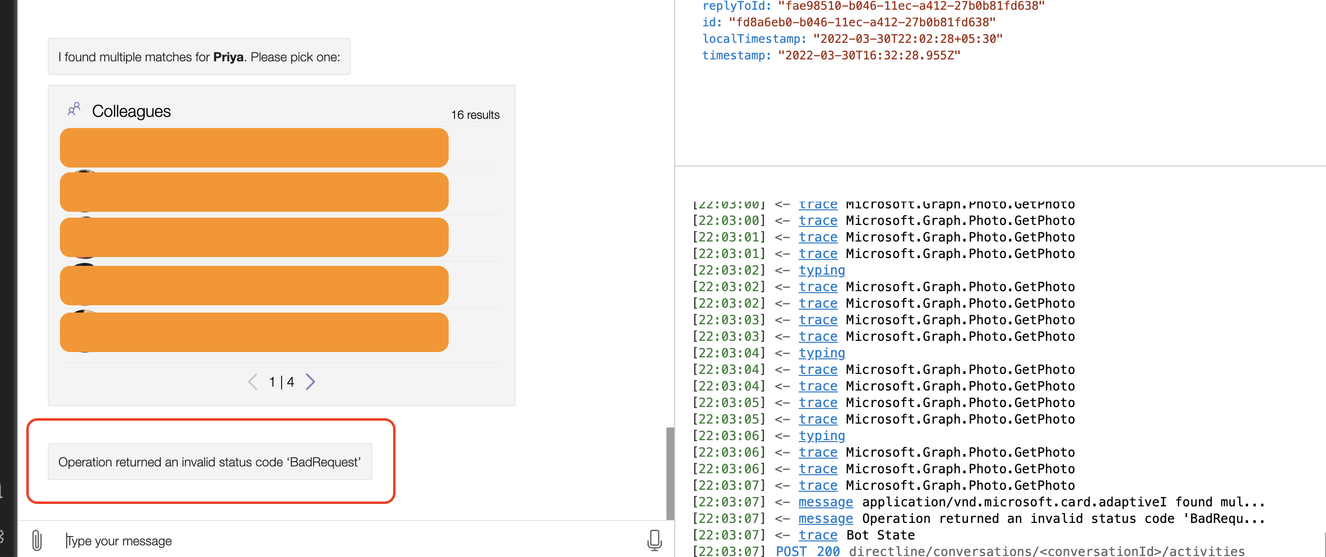 People Skill sending 'BadRequest' error message · Issue #1319 · microsoft/botframework ...